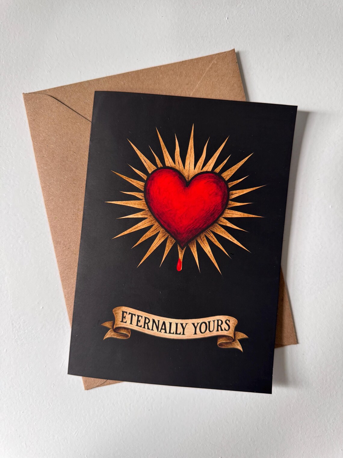 Sacred Heart Love Card | Gothic Anniversary or Wedding Card, “eternally ...