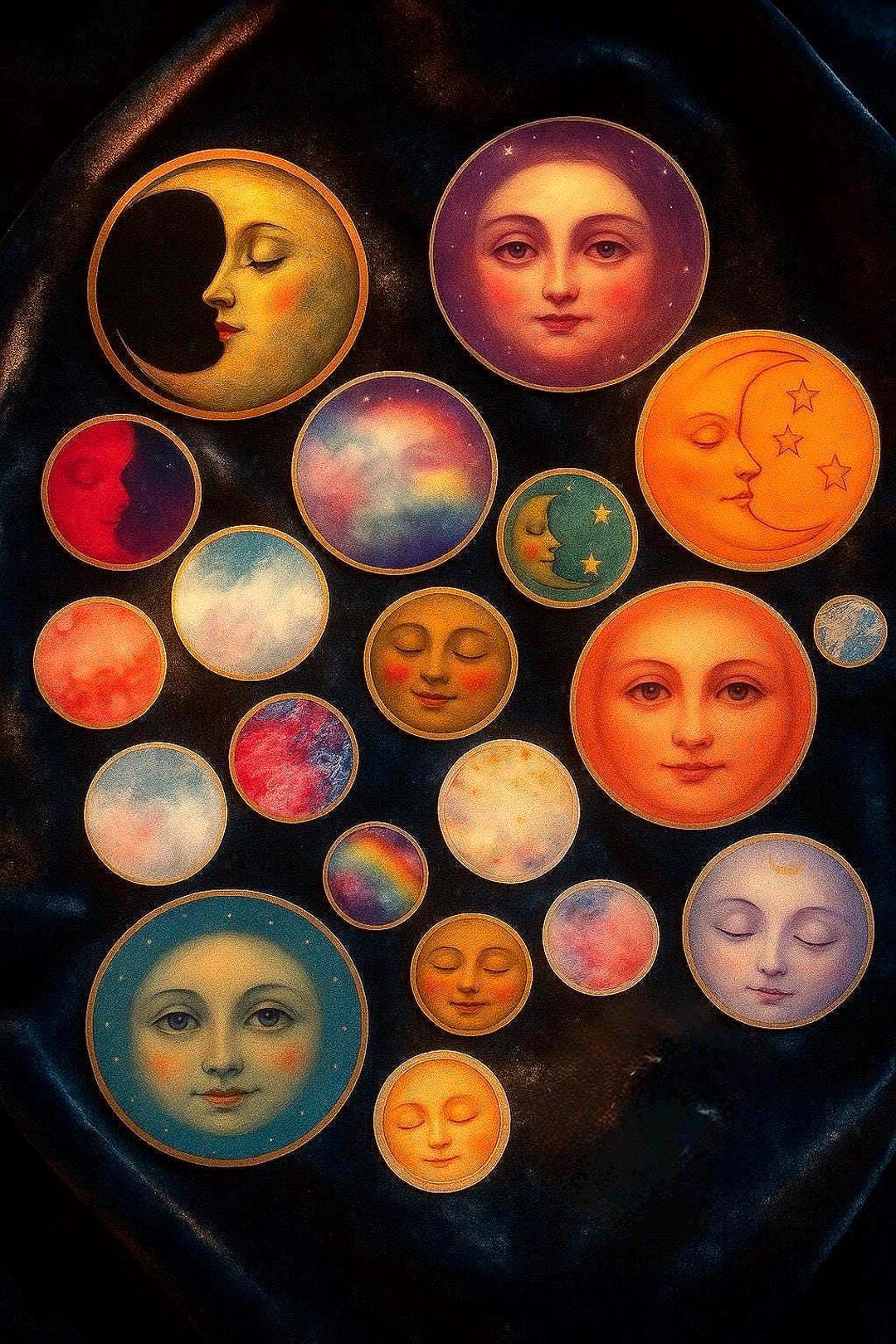 Moon Face Stickers and Planets, Whimsigoth Witchy Gift Lunar Art ...