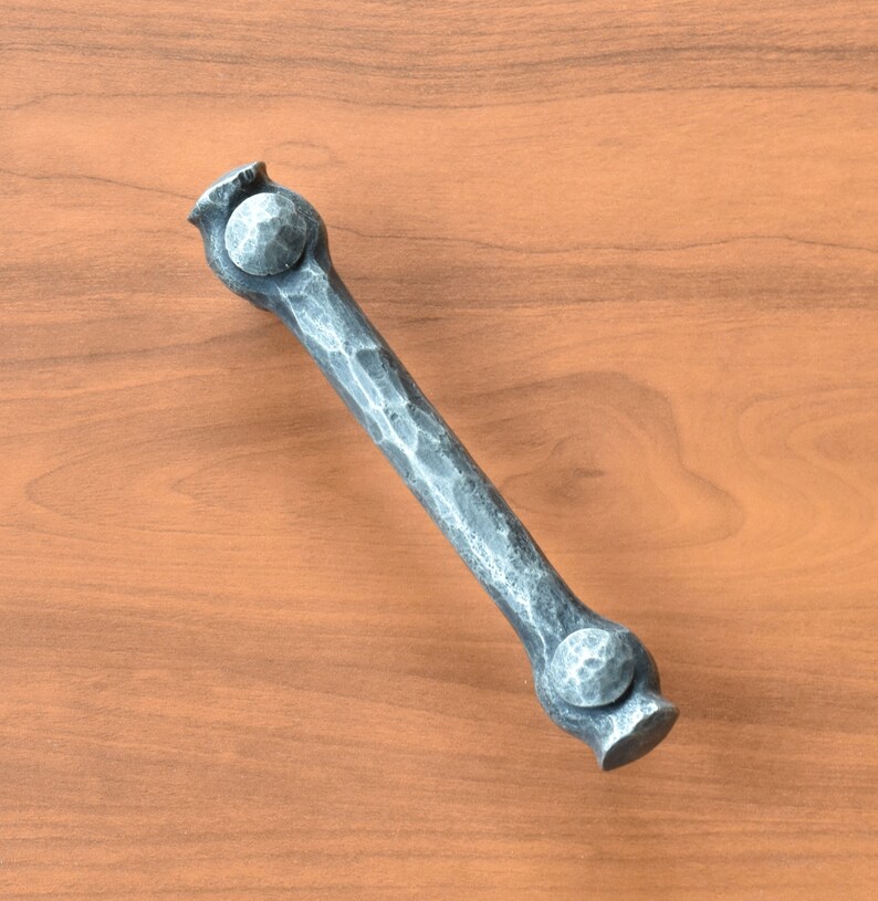 6-1/2" Double Nail Head Drawer Pull, Rustic Cabinet Drawer Pull, Heavy ...