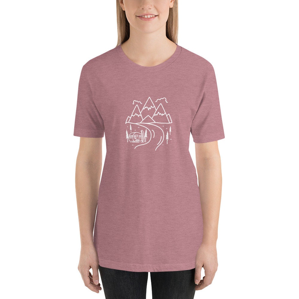 Hand Drawn Mountains Hiking Camping Scene T-shirt - Outdoor Shirt ...