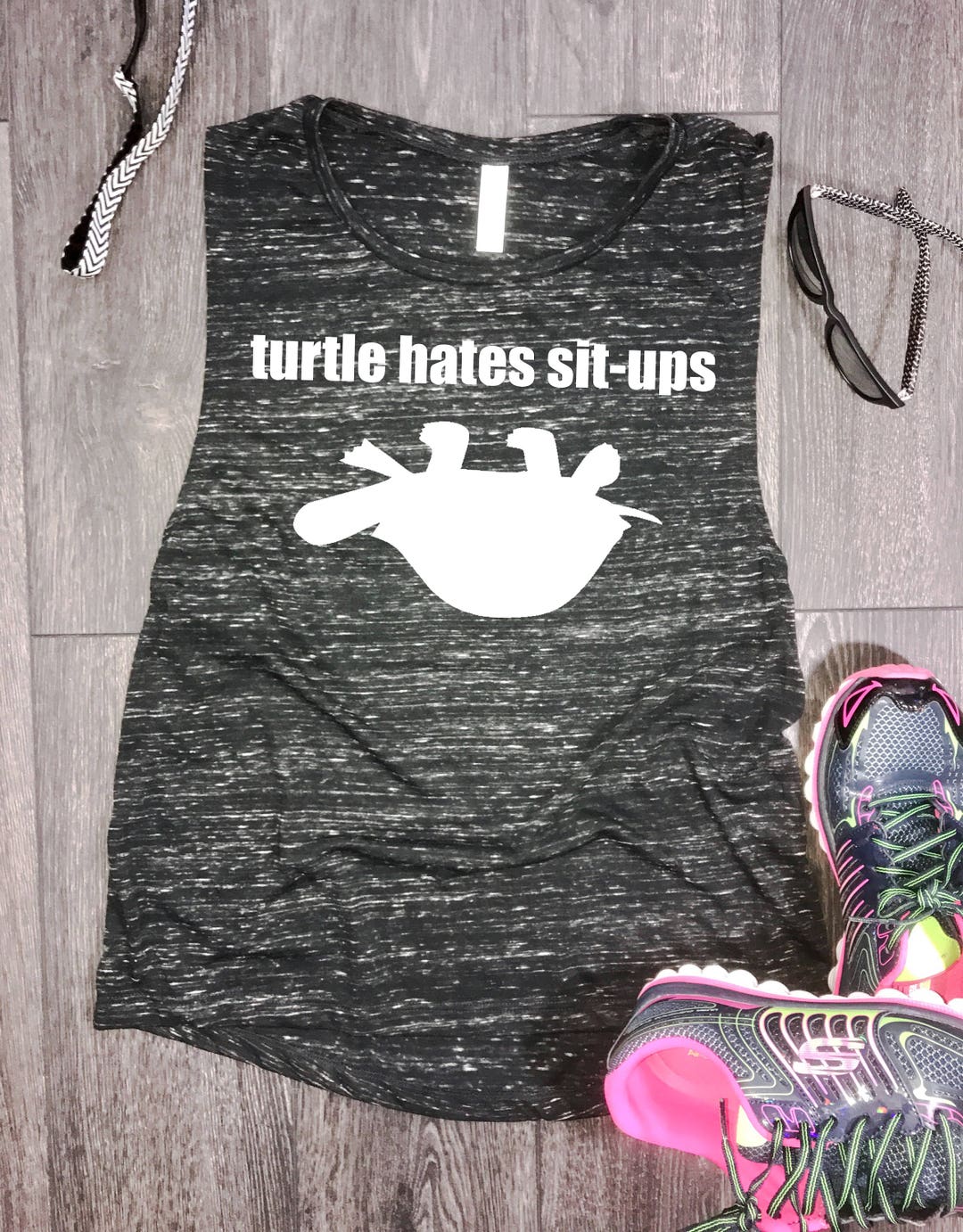 Turtle Hates Sit-ups Muscle Tank Gym Flowy Muscle Tank - Etsy