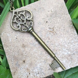 Antique Bronze Skeleton Key Pendant Charm Necklace - Bronze Colored ...
