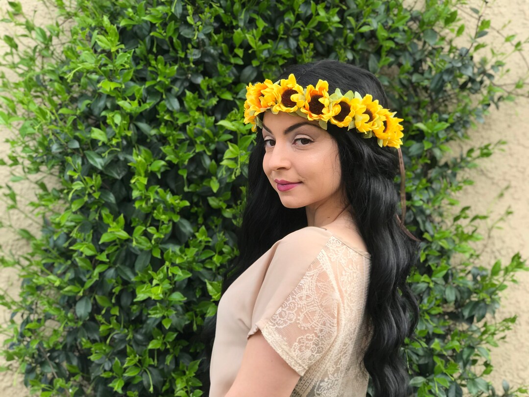 Sunflower Crown Headband - Sunflower Bud Hair Wreath Tiara Halo ...