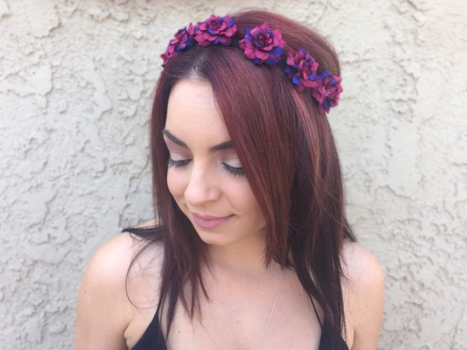 Rose Headband Elastic Flower Headband Red Blue Roses | Etsy