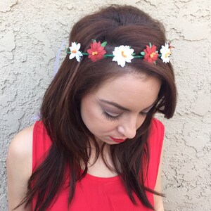 Christmas Small Poinsettia Flower Crown - Holiday Flower Headband ...