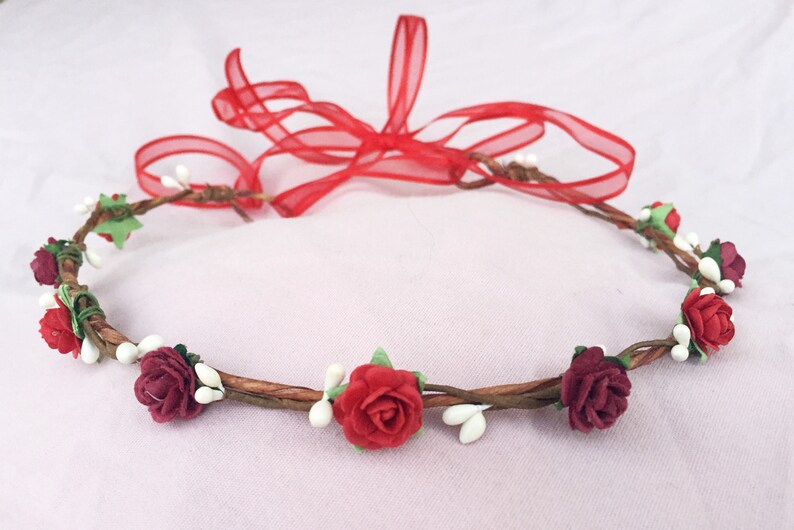Mini Rose Flower Crown Red Rose Flower Headband Flower - Etsy