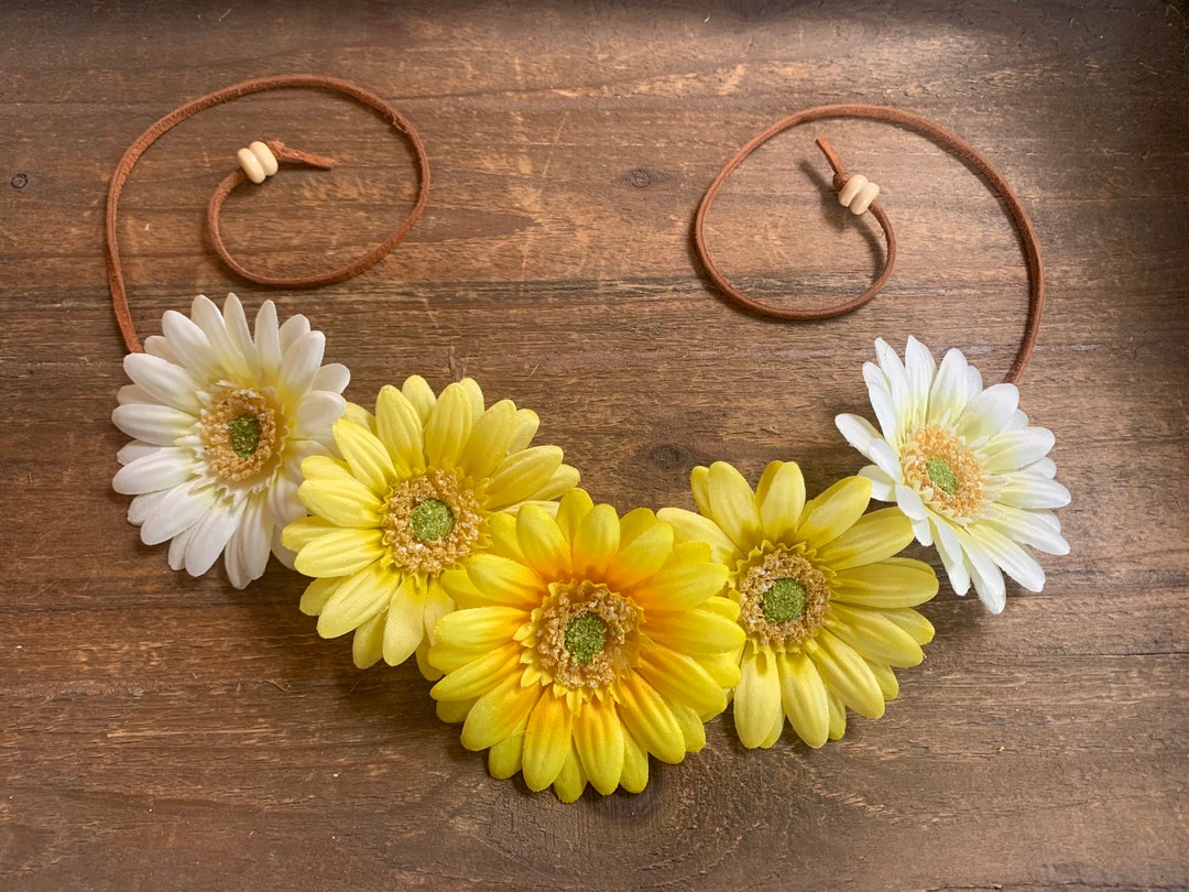 Yellow Gerbera Daisy Flower Headband Crown - Festivals Raves ...
