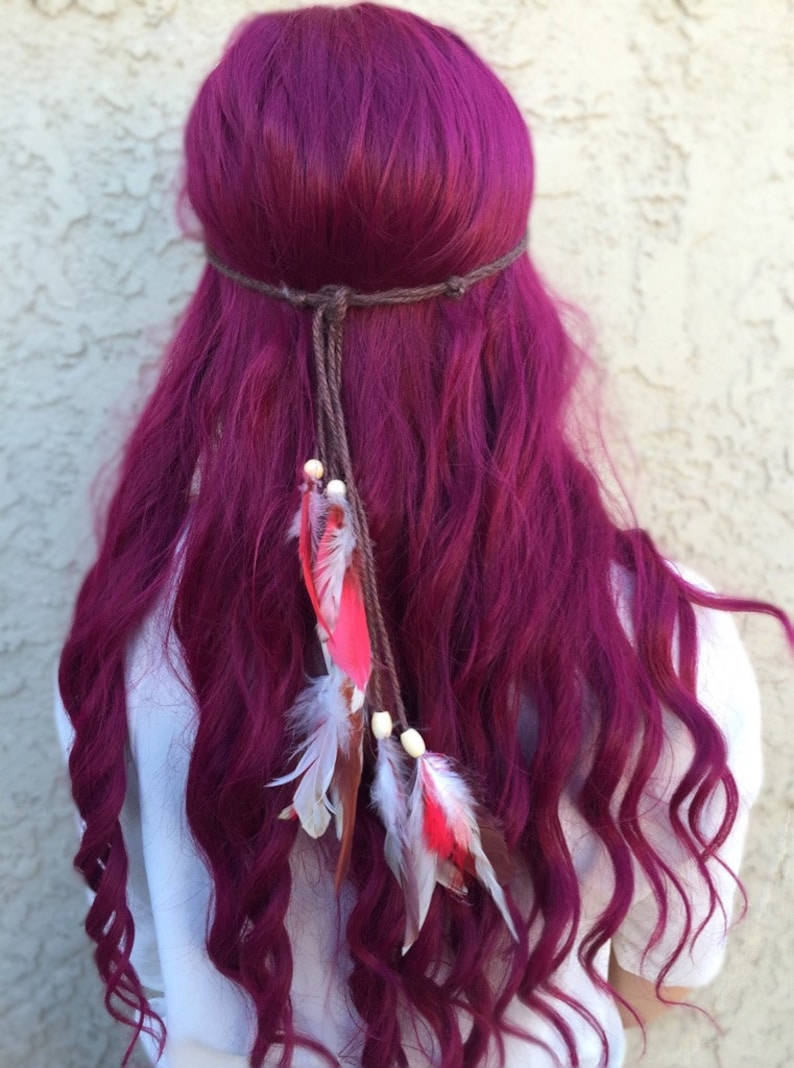 Feather Headband - Feather Hairpiece - Cream Brown Red Feathers ...