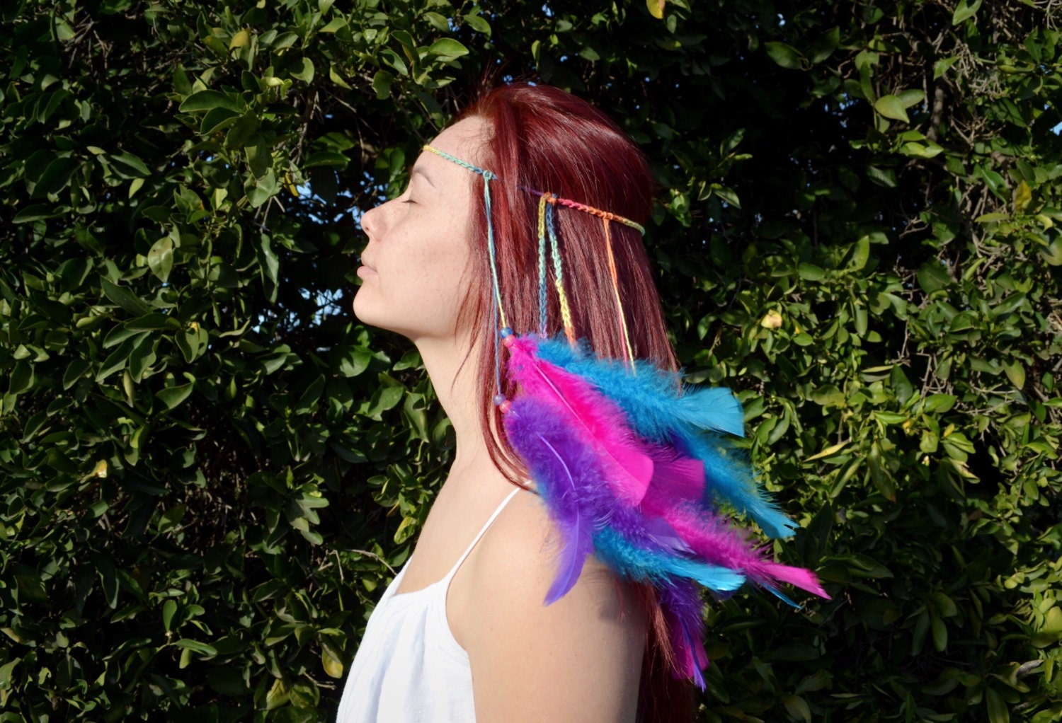 Colorful Feather Headband Feather Hair Piece Blue Purple | Etsy