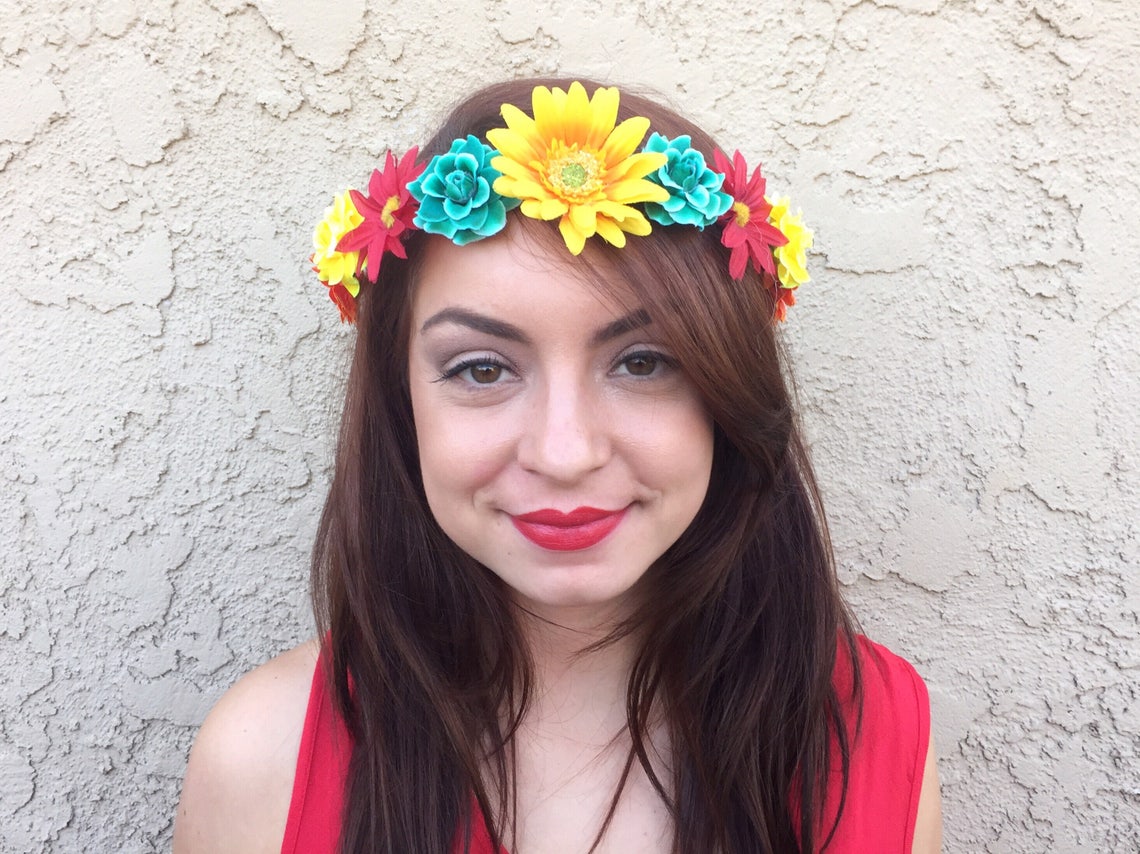 Fiesta Flower Crown - Flower Headband - Flower Hair Wreath - Tiara ...