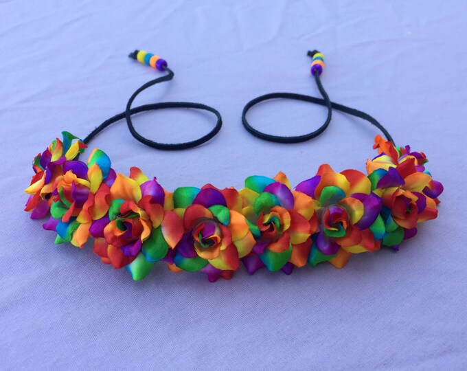 Rainbow Flower Headband - Rose Headband - Rainbow Roses - Flower Crown ...