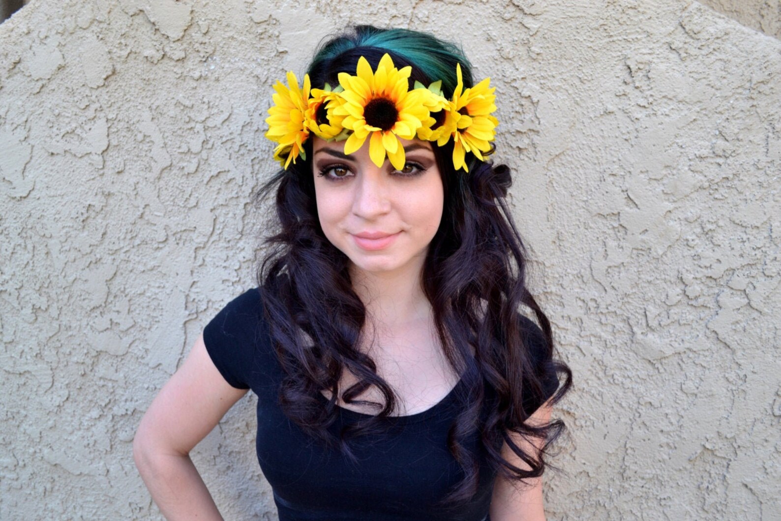 Sun Flower Headband - Sunflower Wreath Halo Crown - Hippie Headband ...