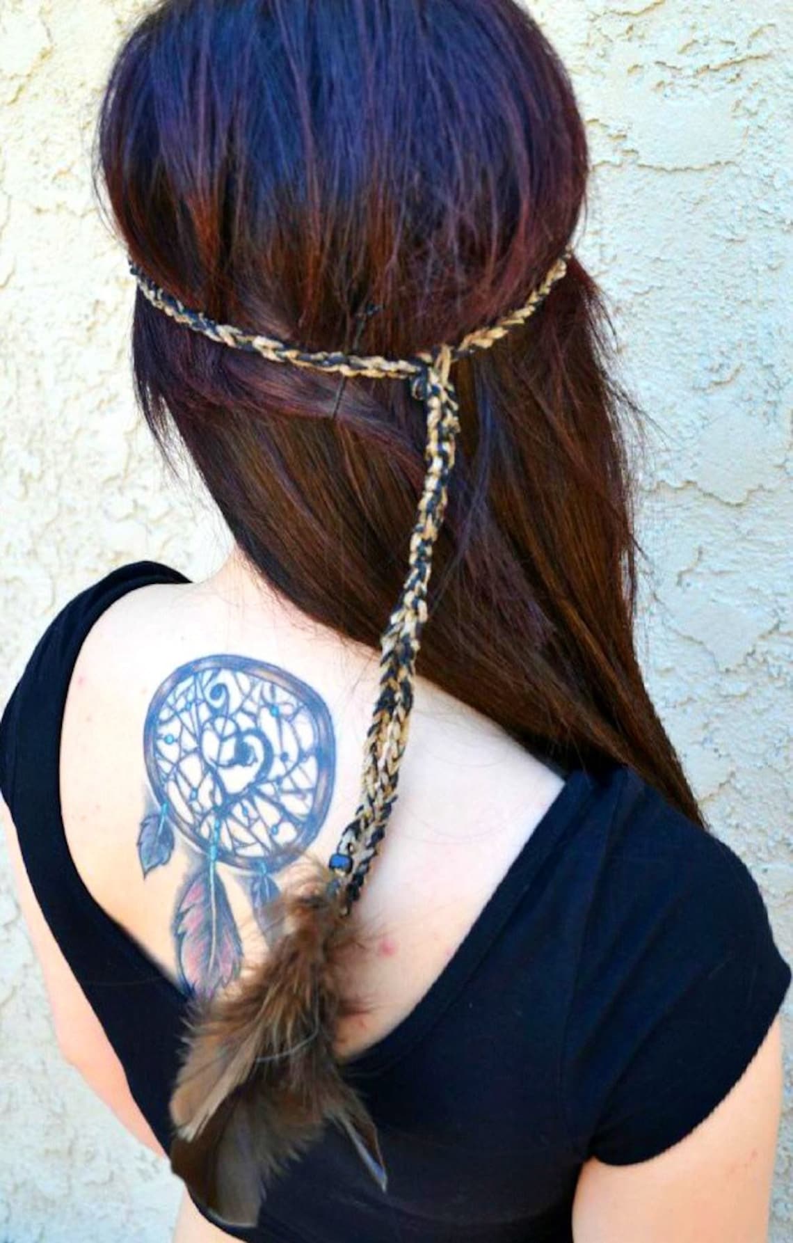 Braided Feather Headband - Festival Headband - Hippie Headband - Brown ...