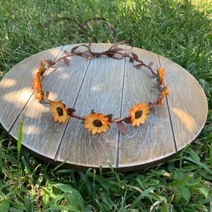Adjustable Sunflower Crown - Small Sun Flower Headband - Flower Hair ...