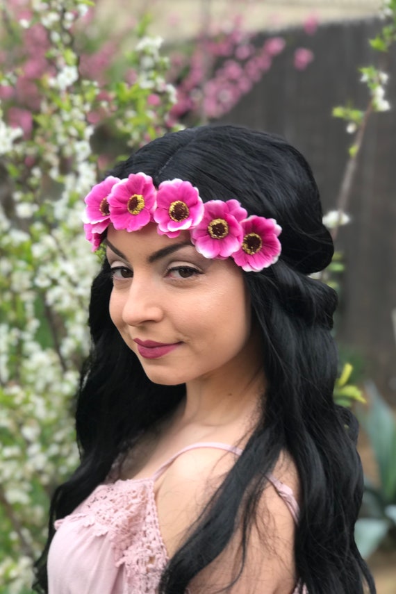 Pink Cherry Blossoms Flower Headband Hippie Festival Rave | Etsy