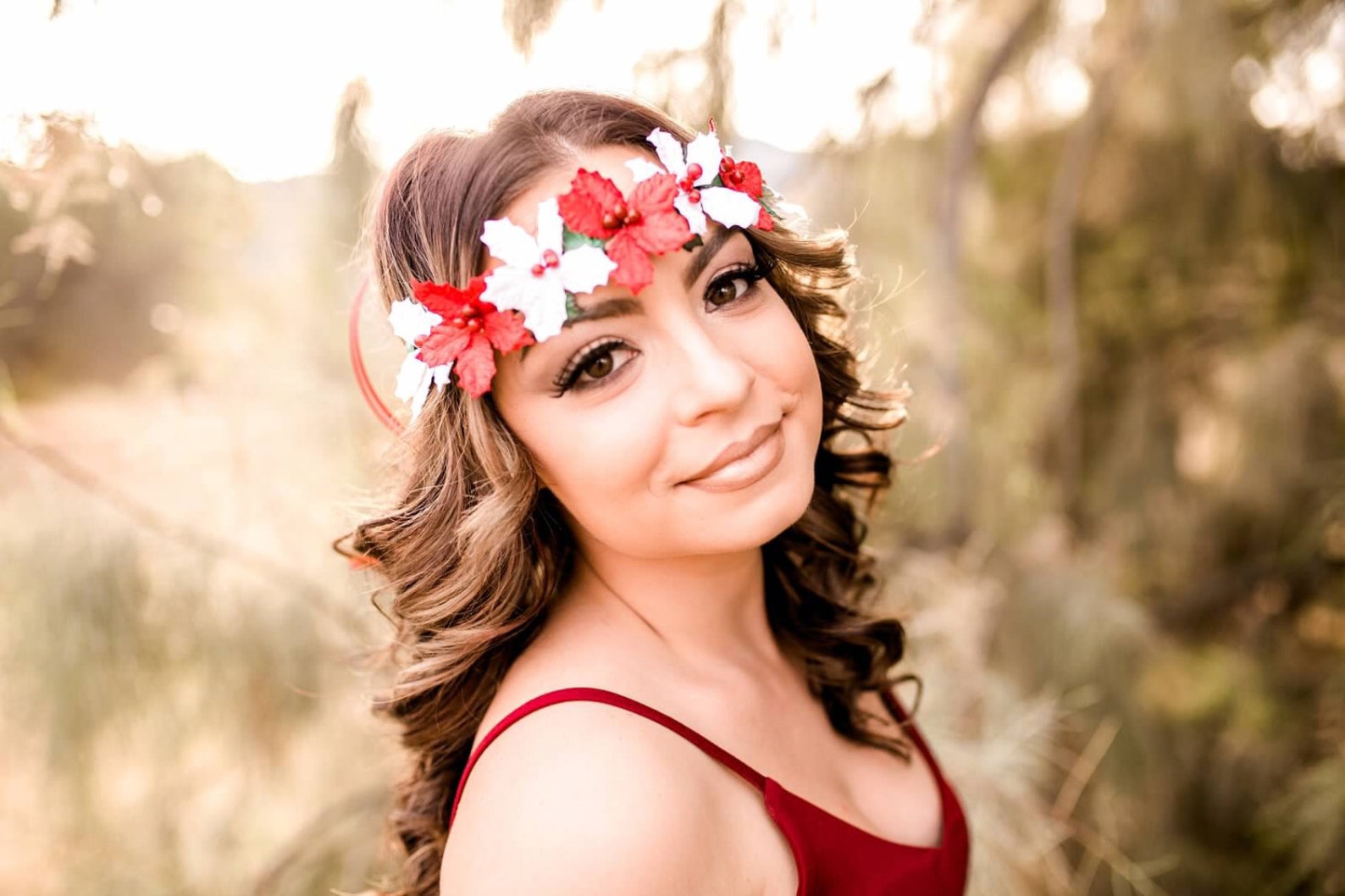 Christmas Poinsettia Flower Crown Holiday Flower Headband - Etsy