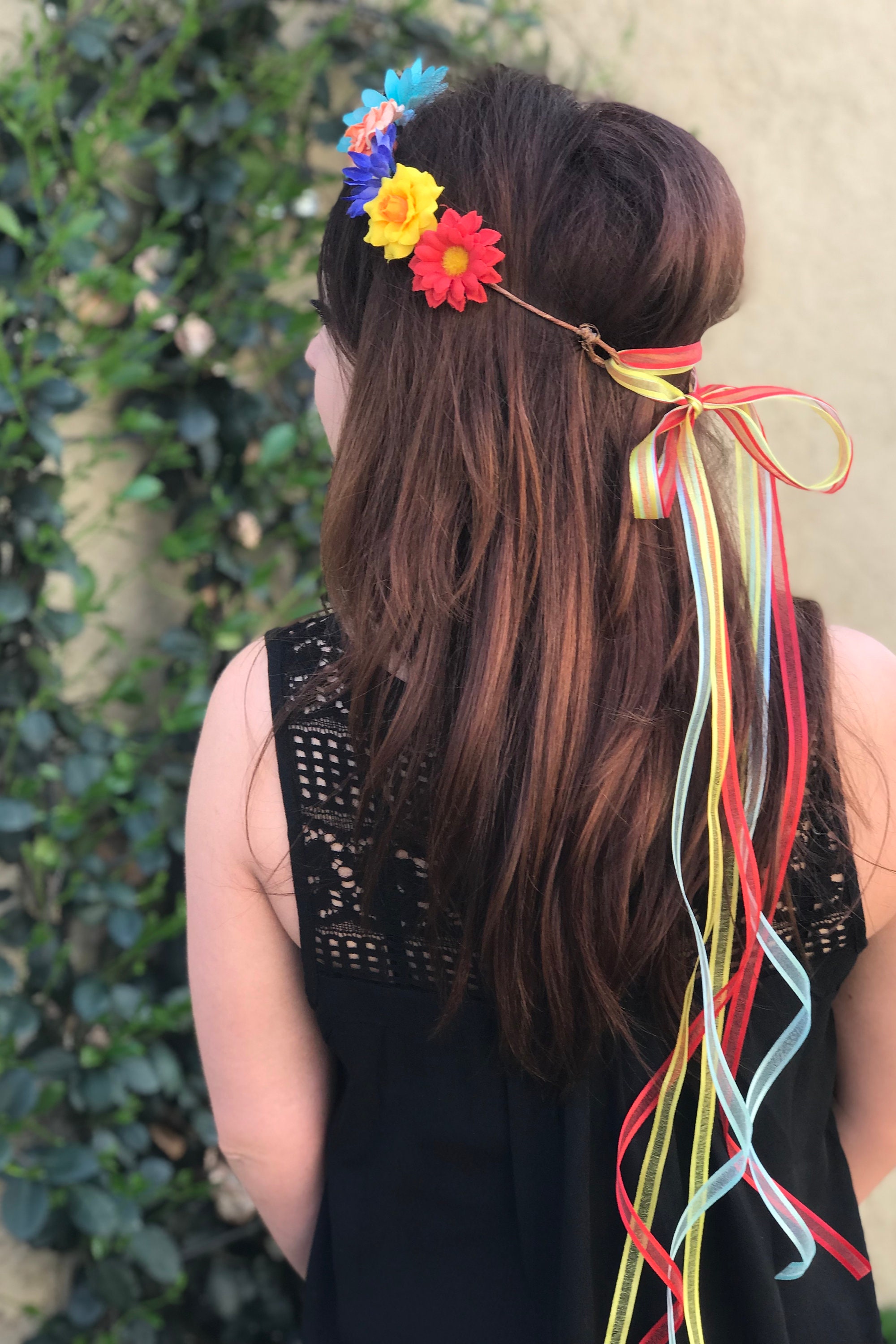 Fiesta Flower Crown Headband - Flower Hair Wreath Tiara - Wedding ...