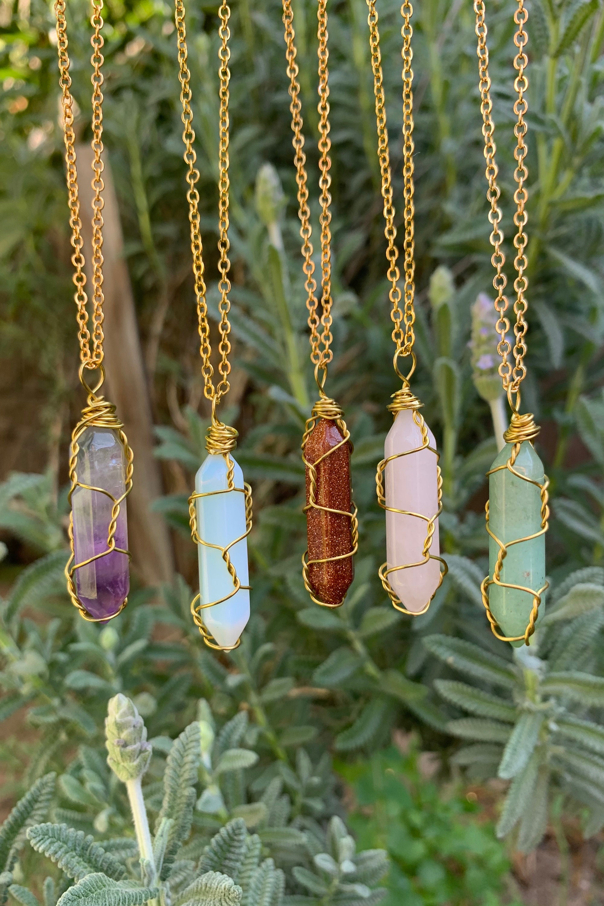 Wire Wrapped Rose Quartz Crystal Point Pendant Necklace - Boho Crystal ...