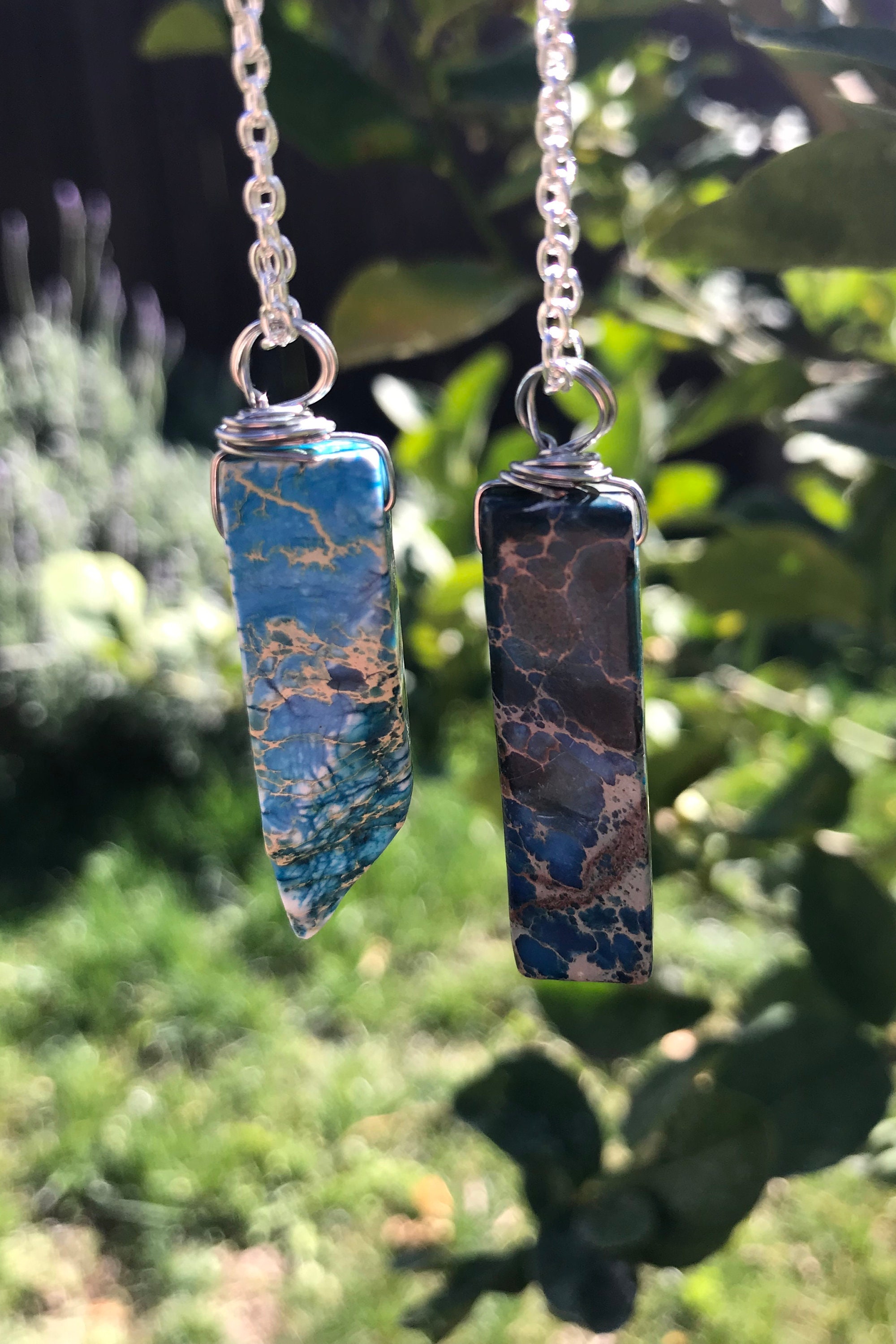 Blue Imperial Jasper Gemstone Necklace - Blue Crystal Stone Jewelry ...