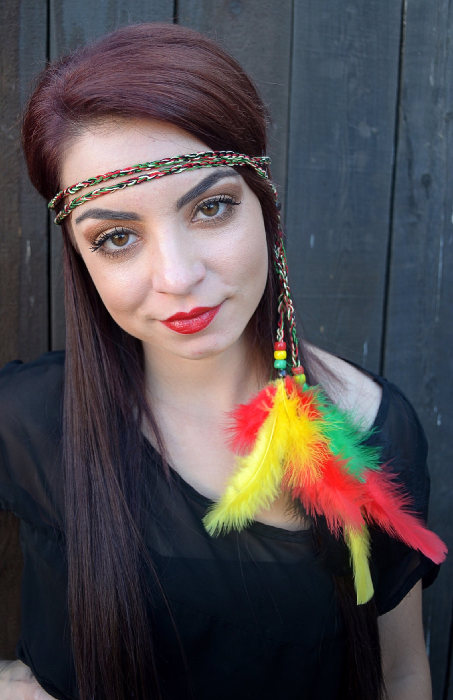Rasta Feather Headband - Hippie Headband - Rastafarian - Reggae ...