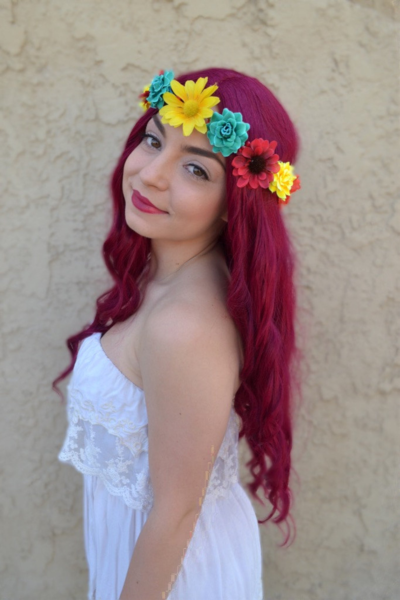 Fiesta Flower Crown - Flower Headband - Flower Hair Wreath - Tiara ...