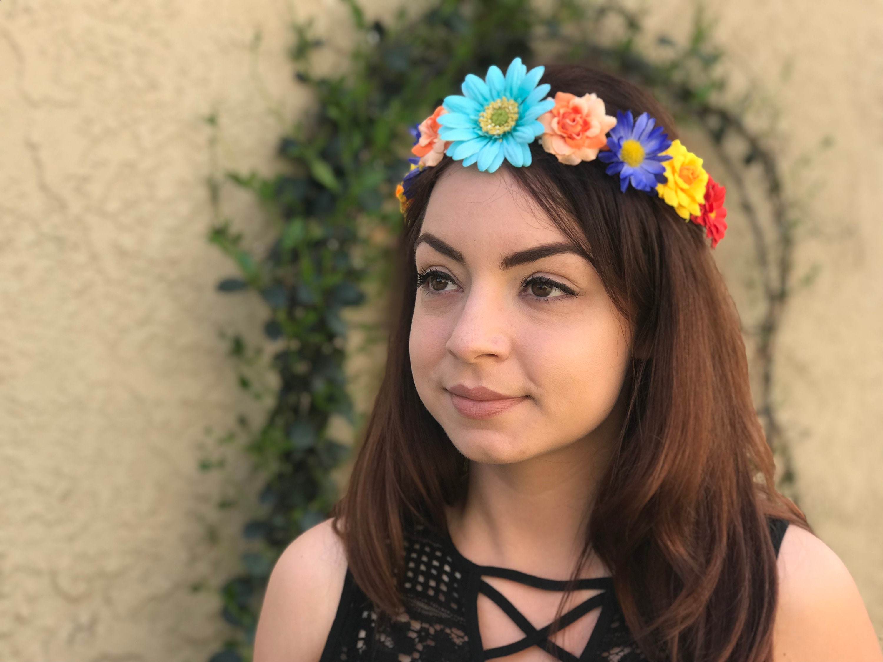 Fiesta Flower Crown Headband - Flower Hair Wreath Tiara - Wedding ...