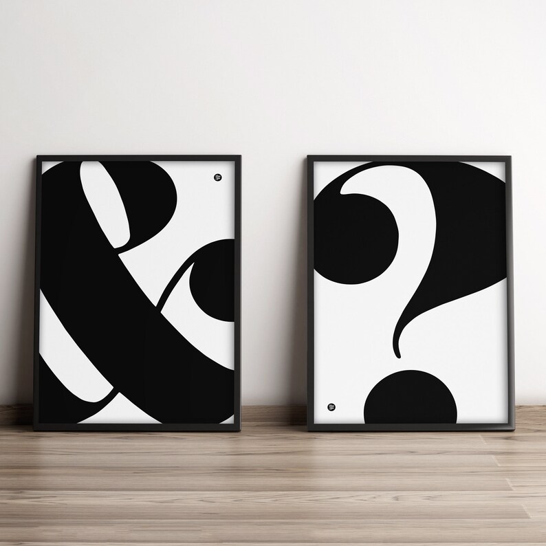 Question Mark Wall Print, Typography Print, Cool Wall Art, Black and ...