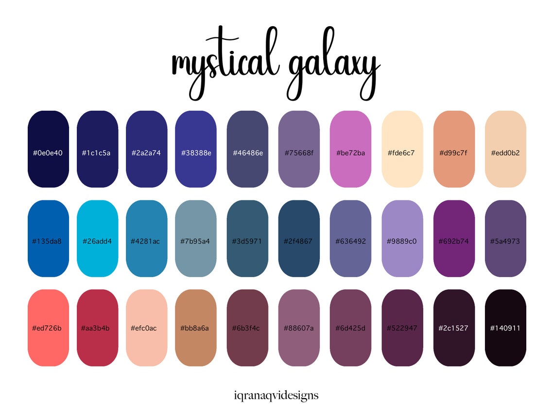 Mystical Galaxy Procreate Color Palette / Procreate Palette/ iPad Pro ...
