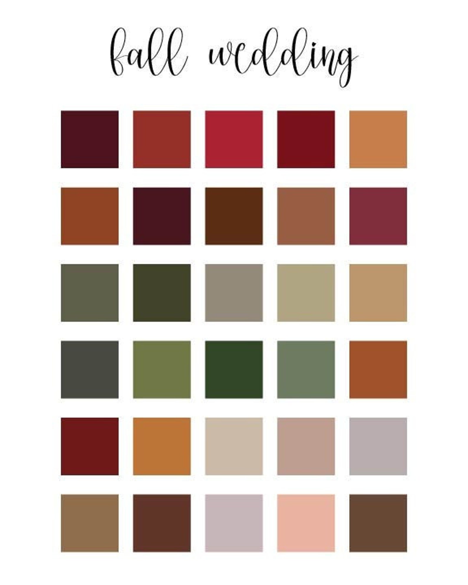 Fall Wedding/ Procreate Color Palette / Procreate Palette/ iPad Pro ...