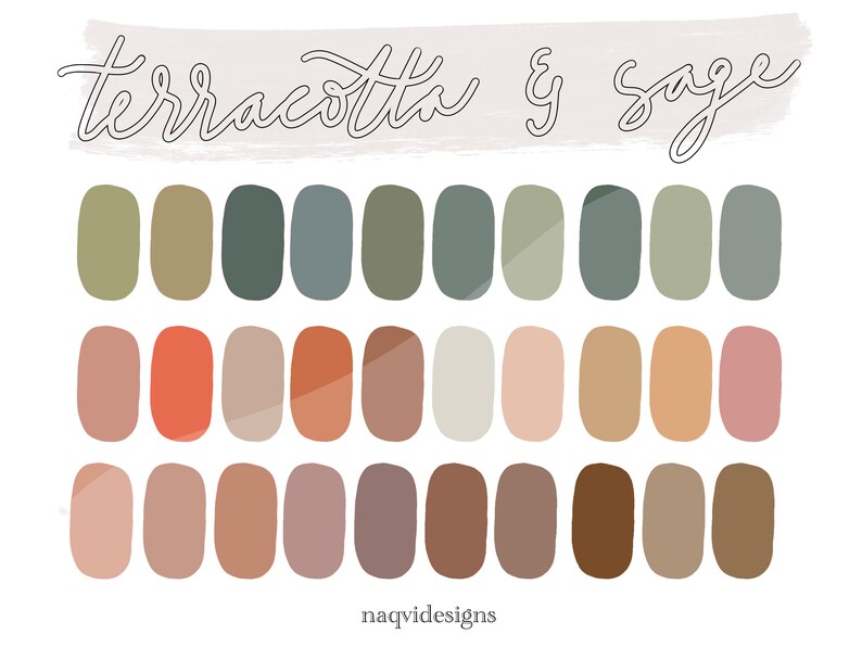 Terracotta And Sage Procreate Color Palette Procreate Swatches Ipad
