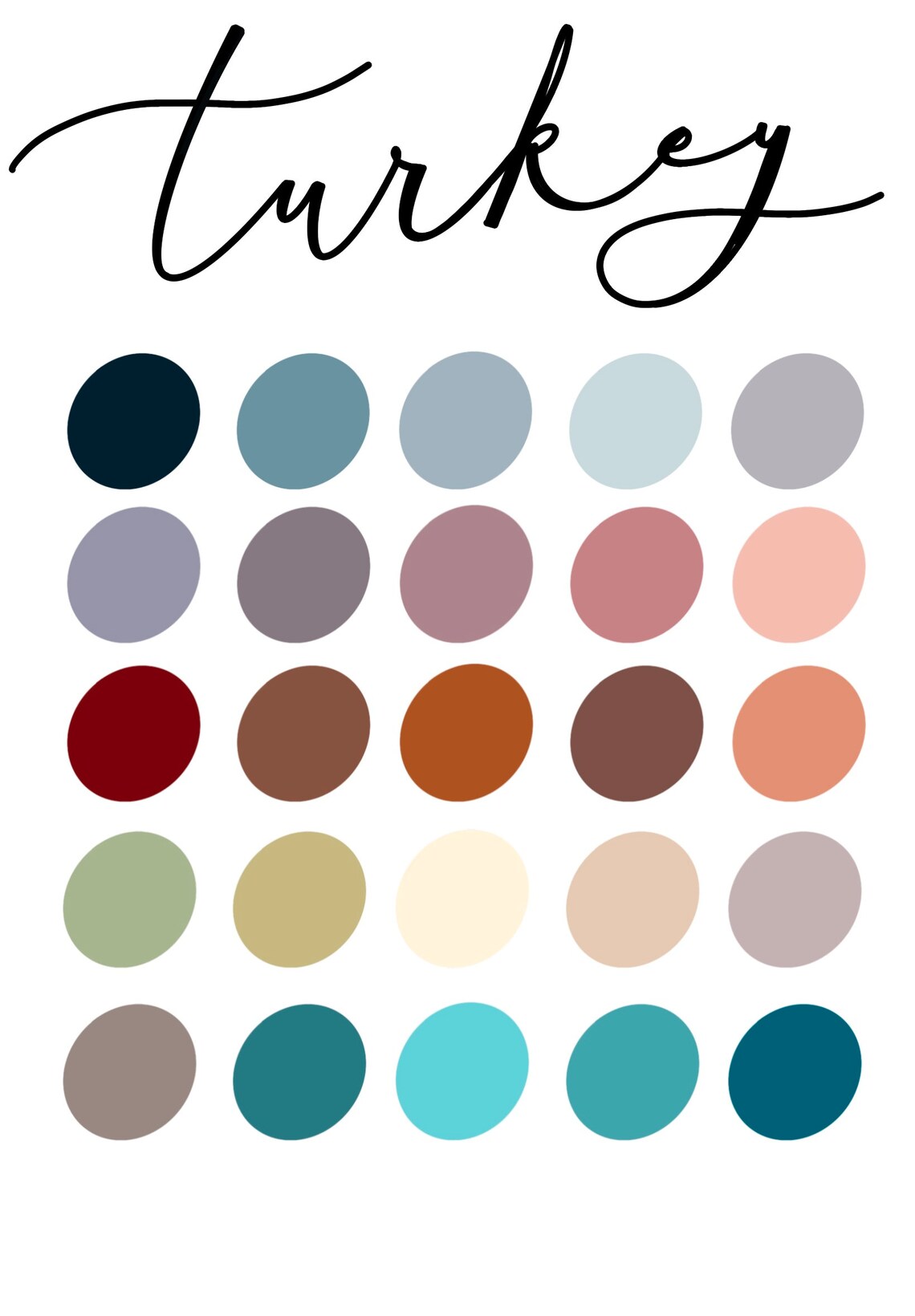 Turkey Procreate Color Palette Procreate Swatches Ipad - Etsy