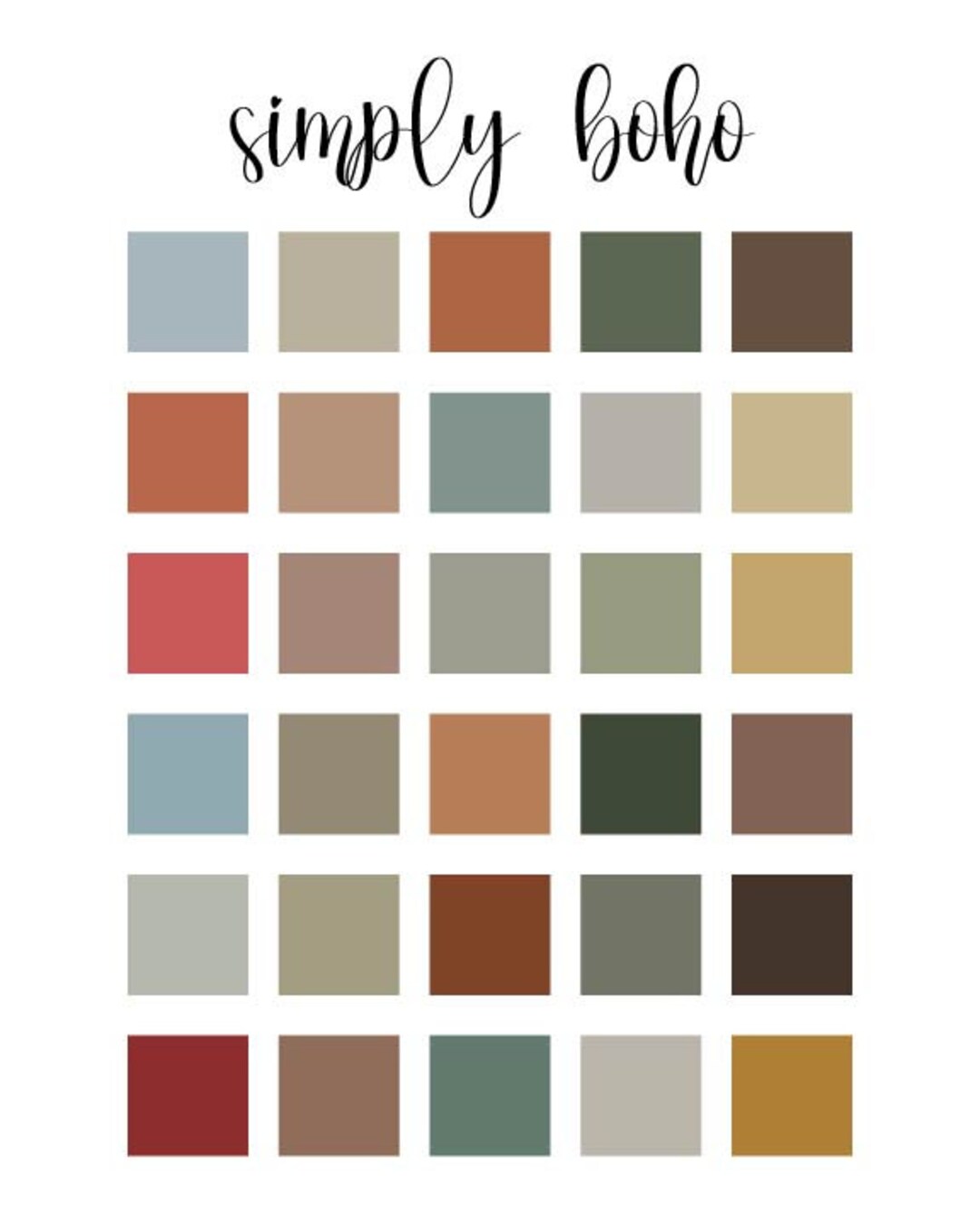 Simply Boho Procreate Color Palette Procreate Palette Ipad Etsy 