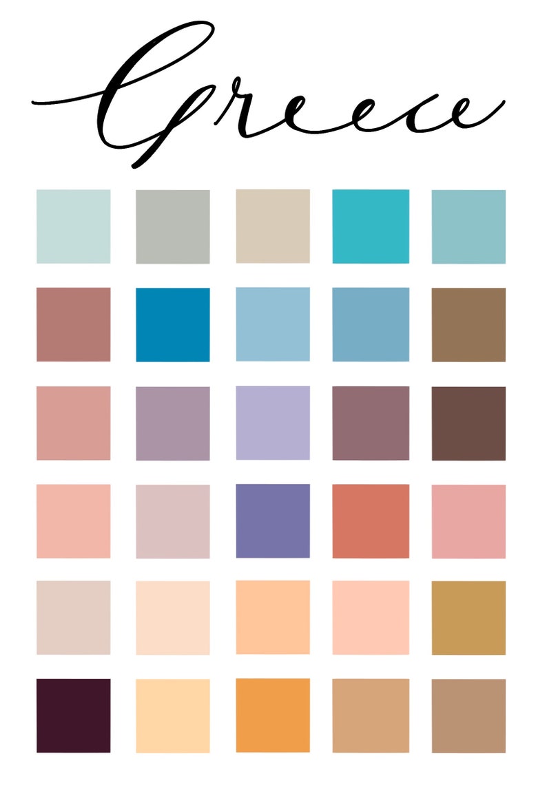 Greece, Procreate Color Palette, Procreate Swatches, iPad Illustration ...