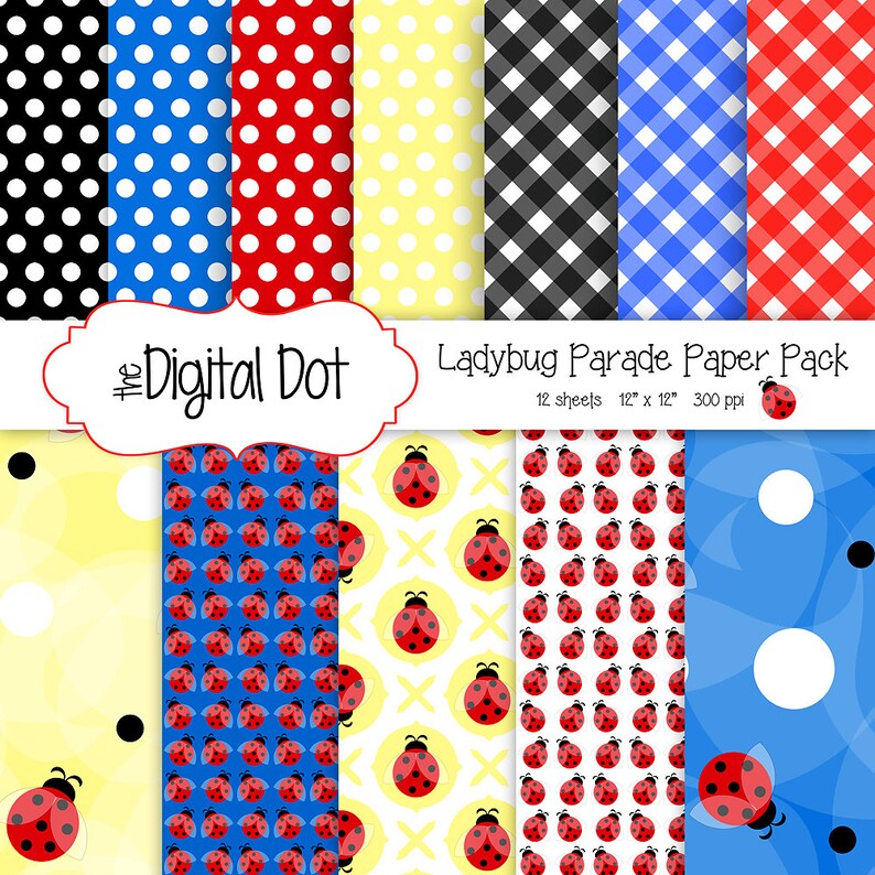 Ladybug Digital Scrapbook Paper, Ladybug Digital Paper, Scrapbooking ...