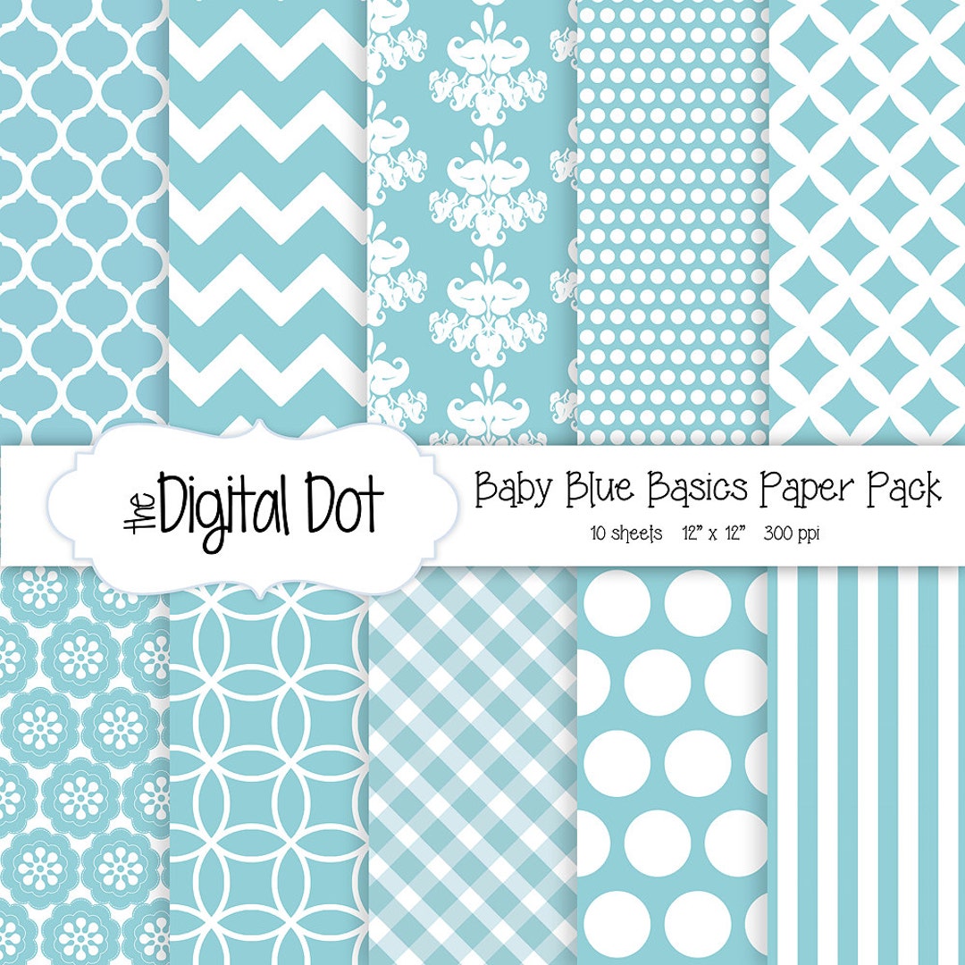 Baby Blue Digital Scrapbook Paper, Digital Paper, Striped Scrapbooking ...