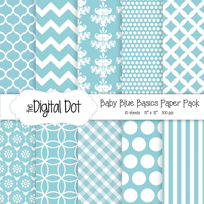 Baby Blue Digital Scrapbook Paper, Digital Paper, Striped Scrapbooking ...