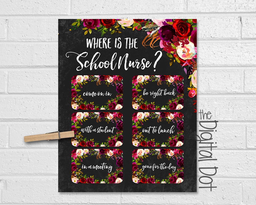 FULLY CUSTOMIZED Printable!! Where is the School Nurse Door Sign,school ...