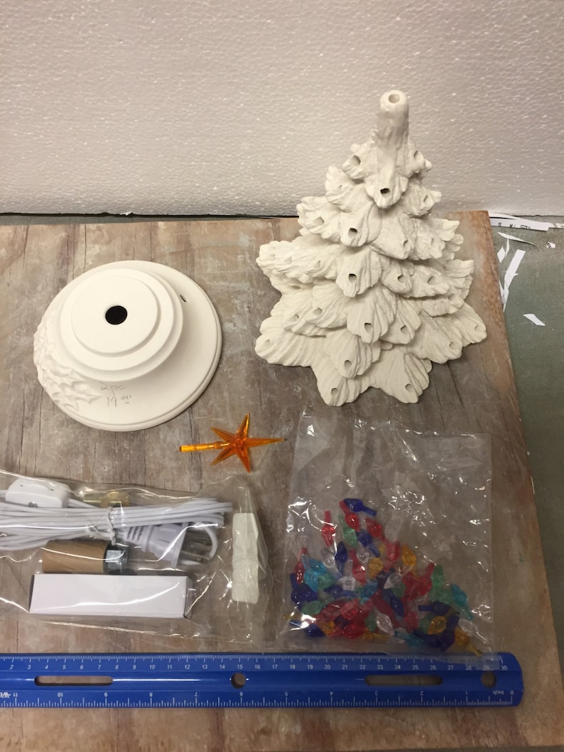Ceramic Bisque Christmas Tree and Base Complete Kit With - Etsy