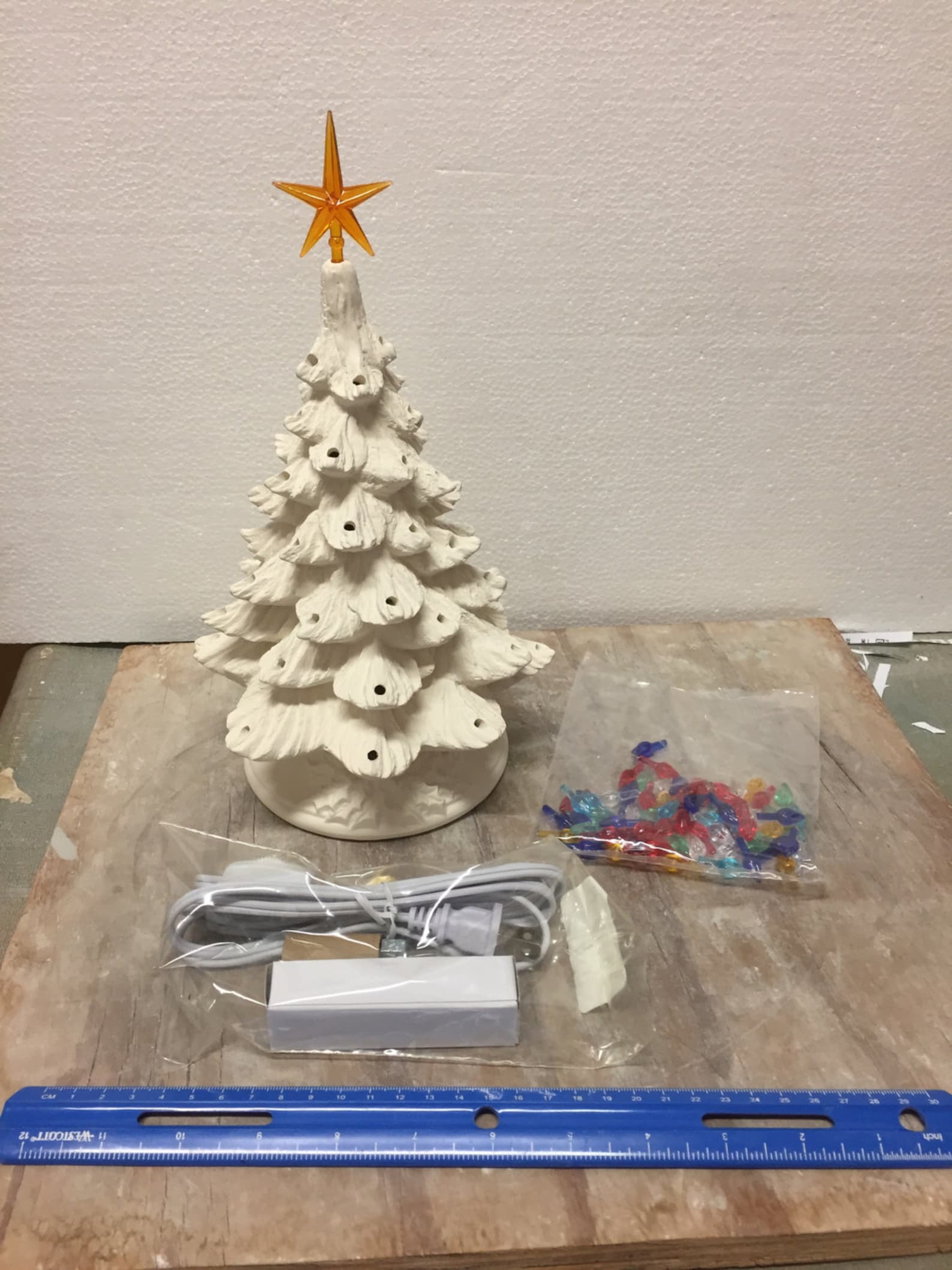 Ceramic Bisque Christmas Tree and Base Complete Kit With Lighting Kit ...