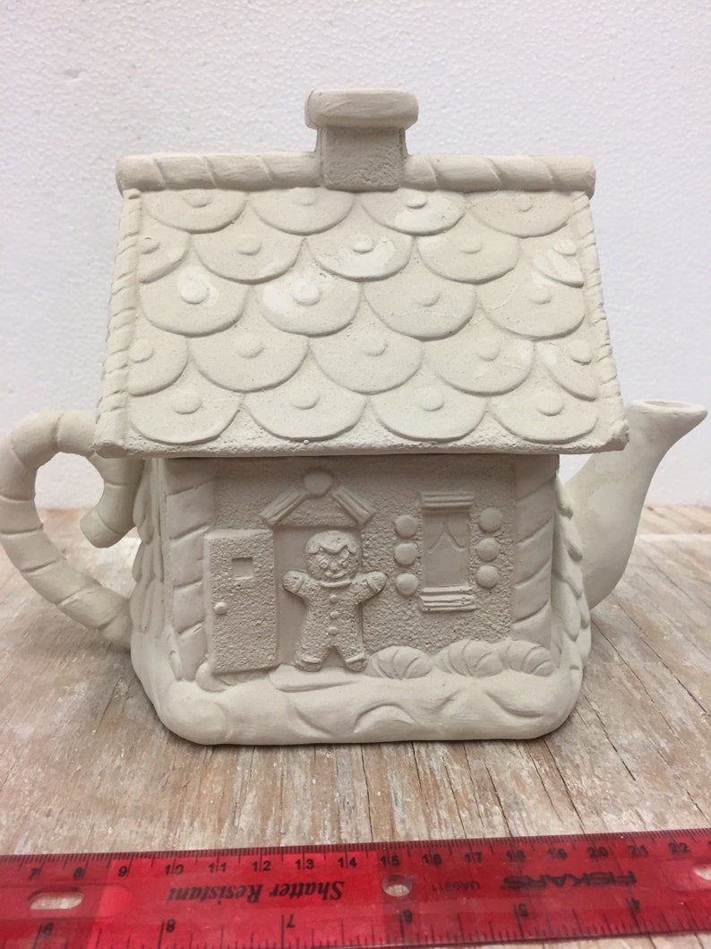Ceramic Bisque Gingerbread House Teapot Ready to Paint - Etsy
