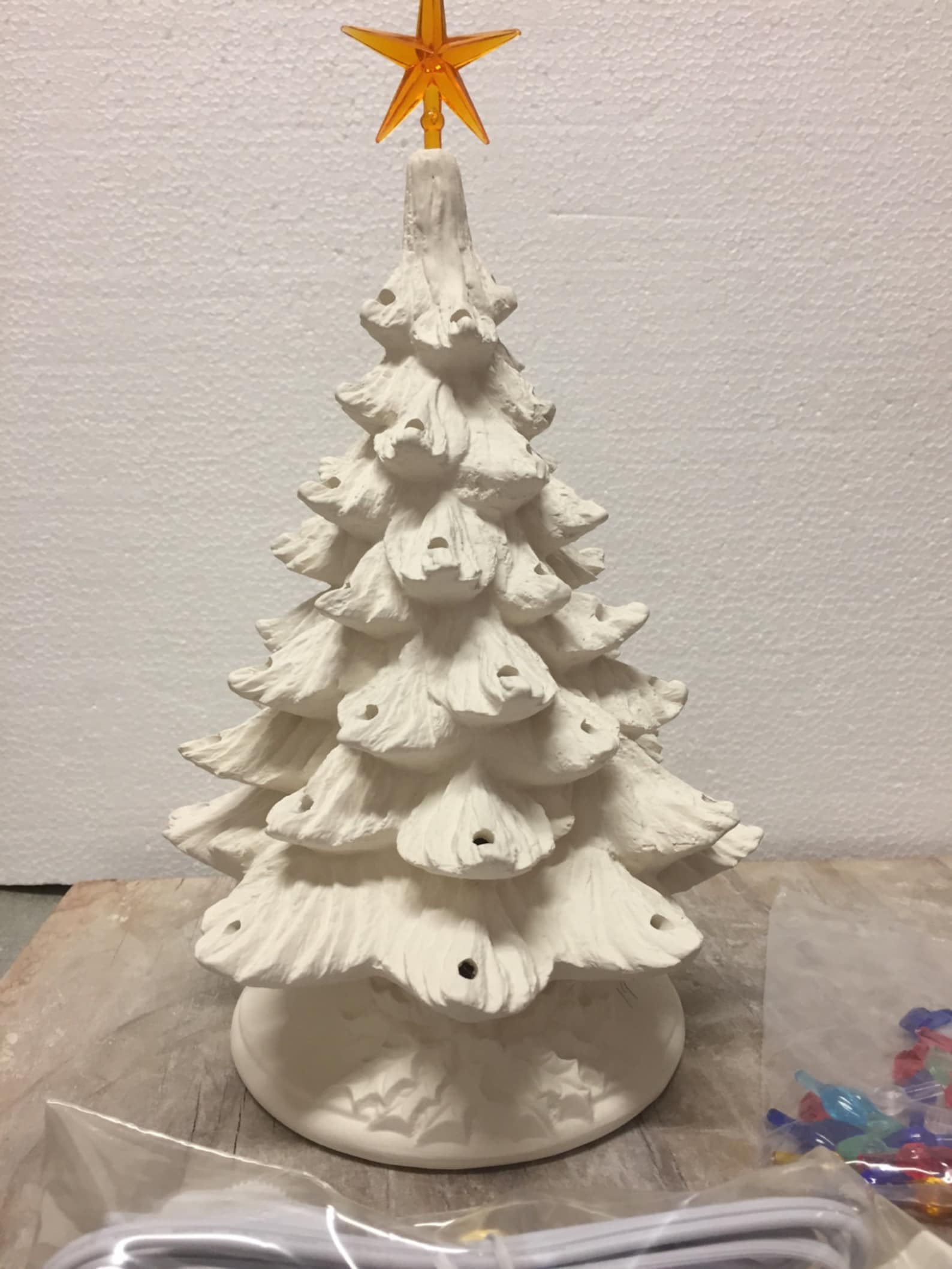 Ceramic Bisque Christmas Tree and Base Complete Kit With Lighting Kit ...