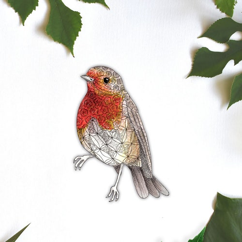 Cute Bird Vinyl Stickers Robin Red Breast Wall Sticker - Etsy