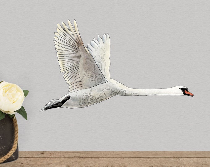 Flying Swan Decal Swan Wall Stickers for the Modern - Etsy