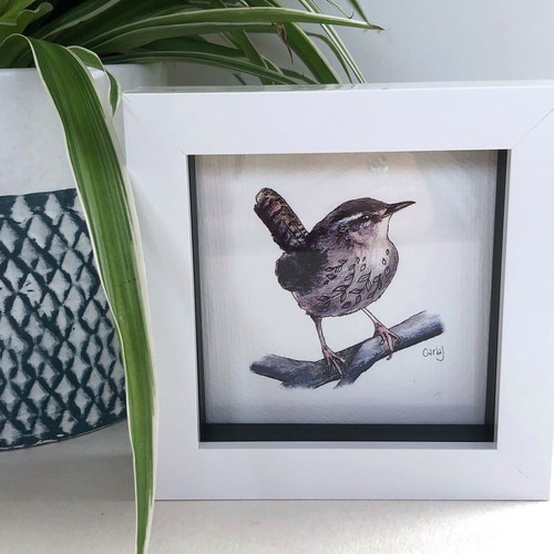 Tiny Framed Wren Print Mini Bird Prints British Garden Bird | Etsy