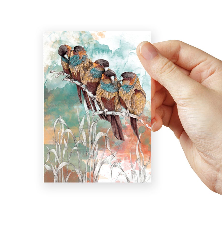 Mini print set of 6 ACEO cards tiny art prints mini birds | Etsy