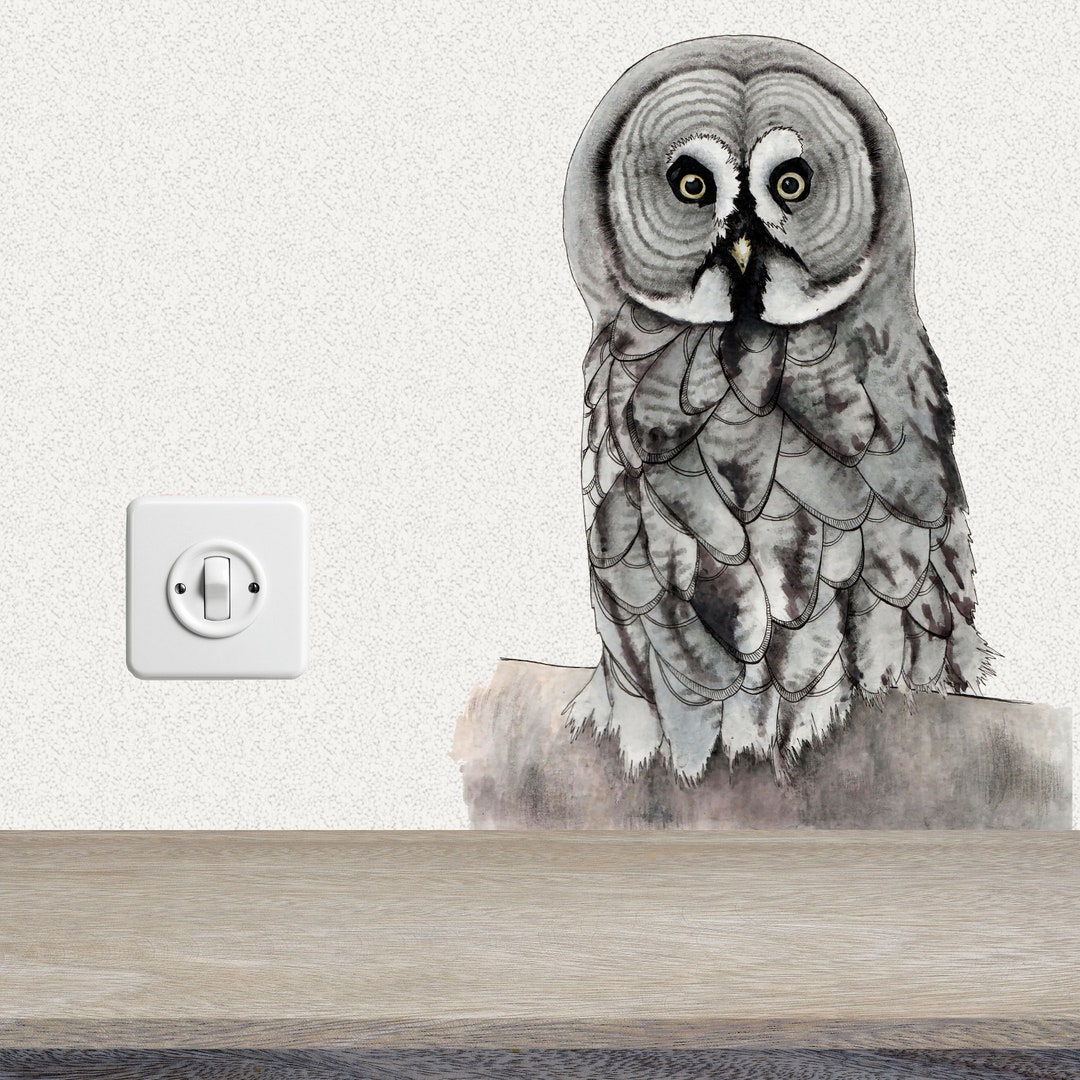 Great Grey Owl Wall Decal, Vinyl Wall Sticker, Owl Lover Gift, Nature ...