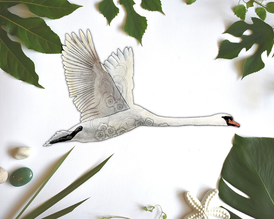 Flying Swan Decal Swan Wall Stickers for the Modern - Etsy