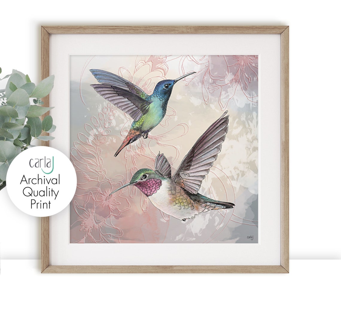 Hummingbird Art Print Hummingbirds Wall Decor Pink Prints - Etsy