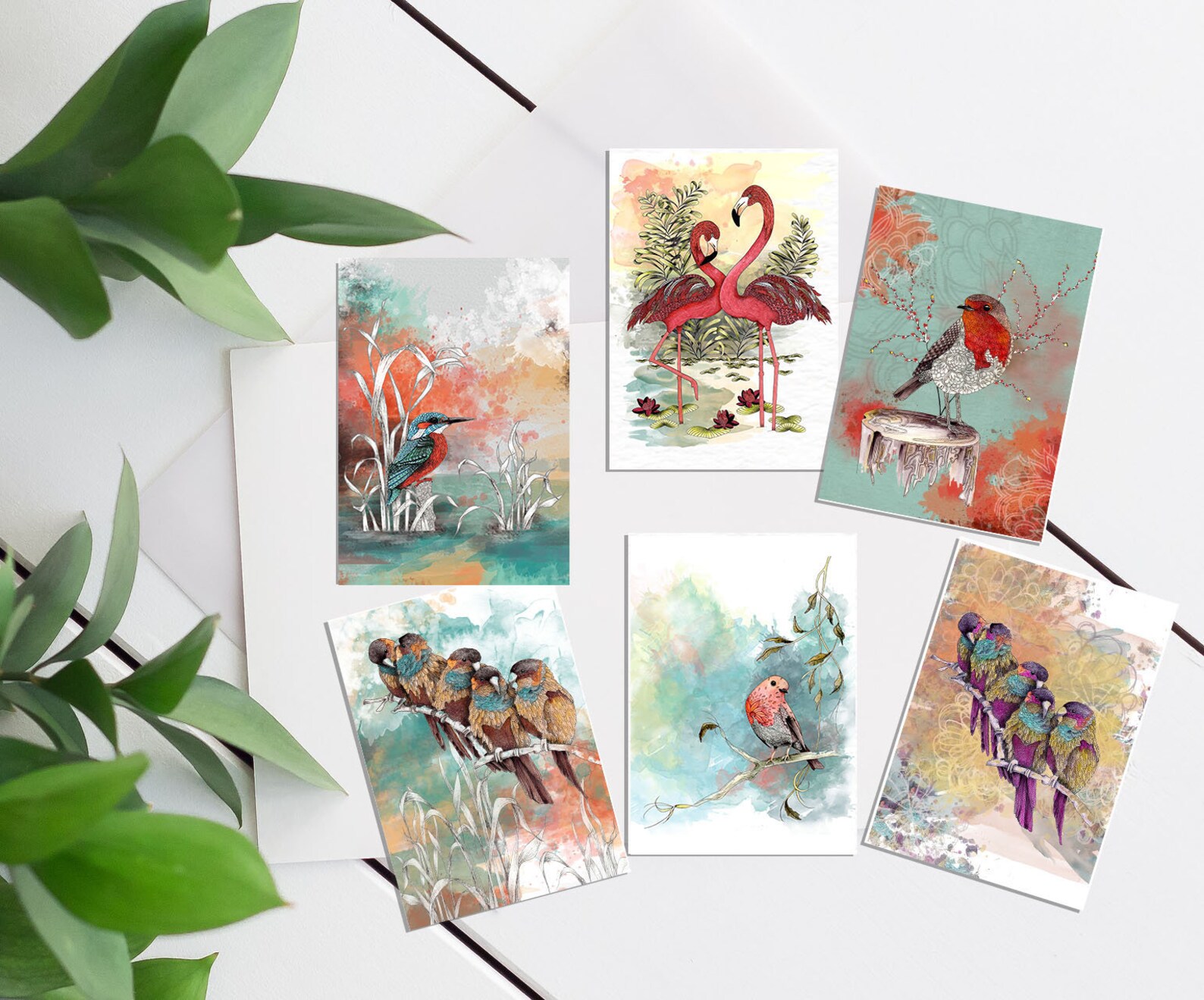 Mini print set of 6 ACEO cards tiny art prints mini birds | Etsy