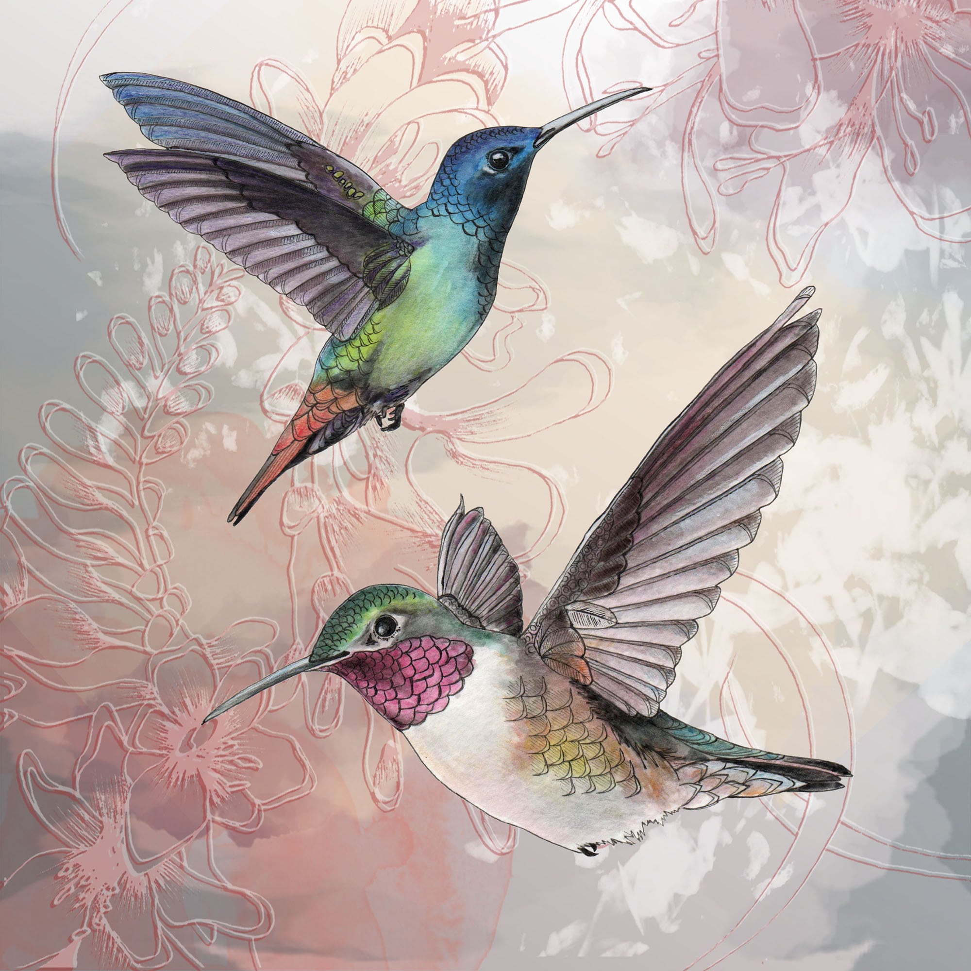 Hummingbird art print Hummingbirds wall decor Pink prints | Etsy